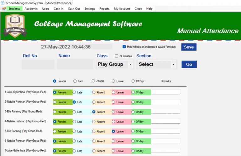 Students attendance management system - Software Linkers